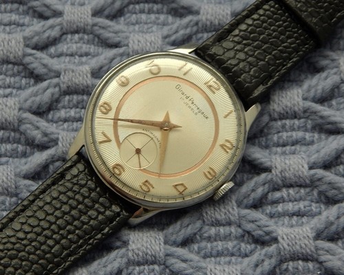 VINTAGE GIRARD PERREGAUX FANCY TEXTURED SILVER DIAL LARGE 33.2MM CASE ...