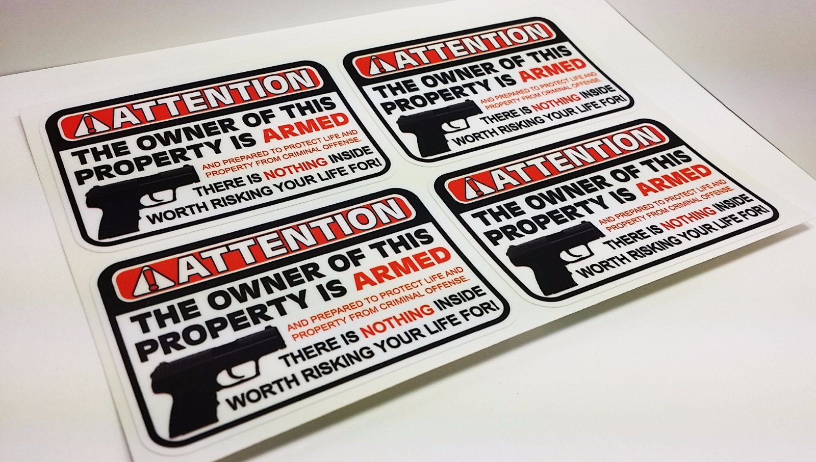 Owner is Armed Warning Security DECALS / Gun Firearm STICKERS 2" X 3 ...