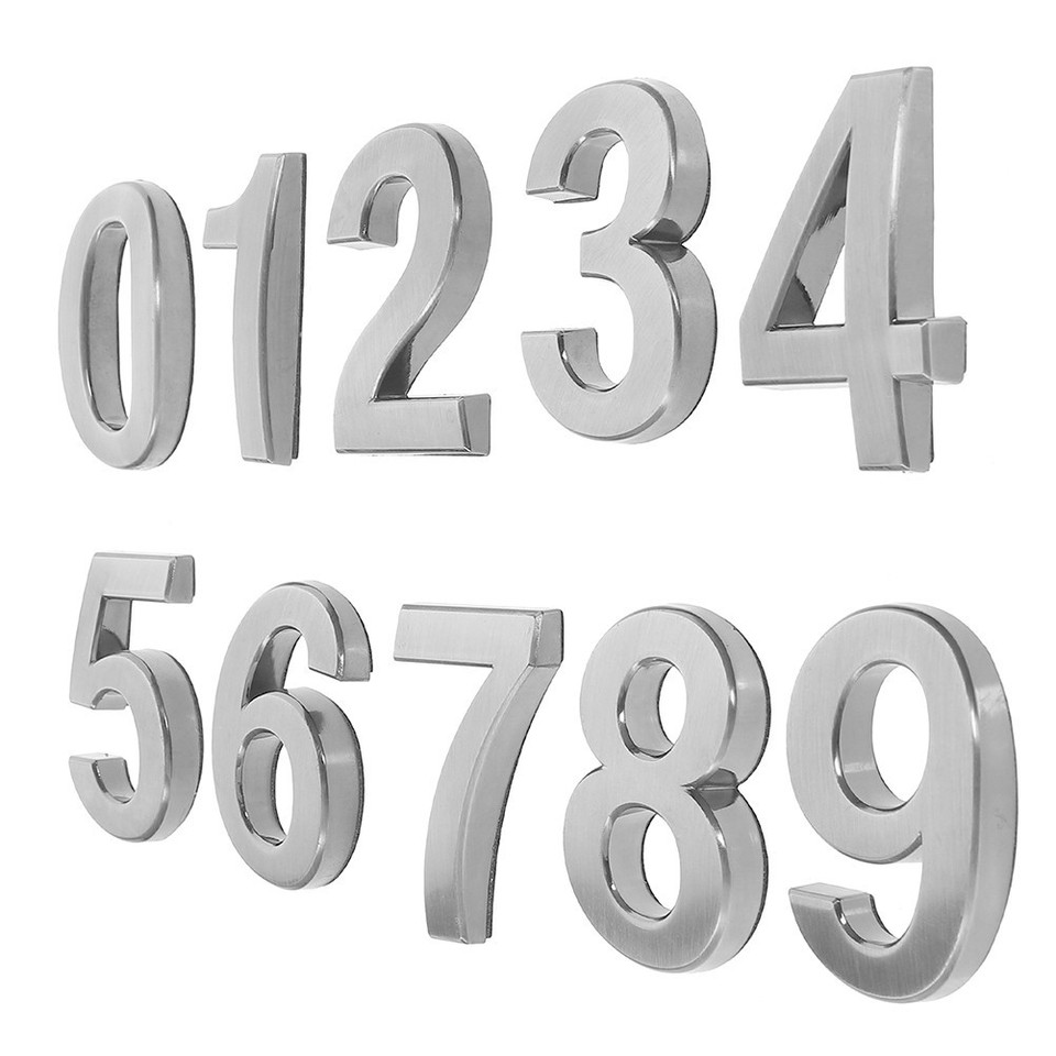10 Pcs Self Adhesive 3d Grey Numbers For House Mailbox Office Room ...