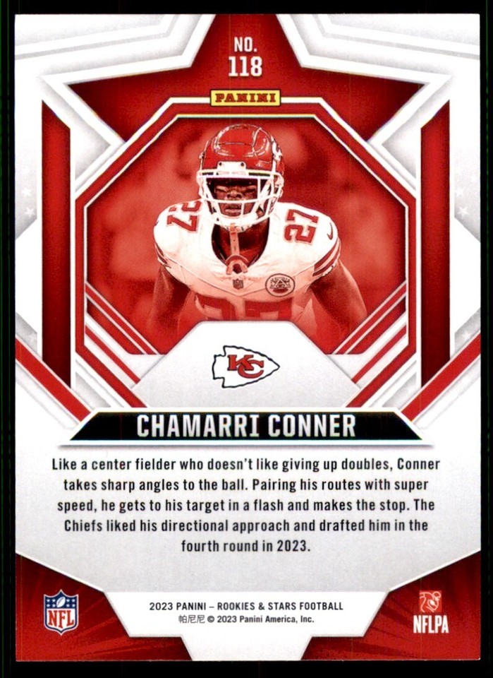 Chamarri Conner 2023 Rookies & Stars Kansas City Chiefs #118 ROOKIE RC ...