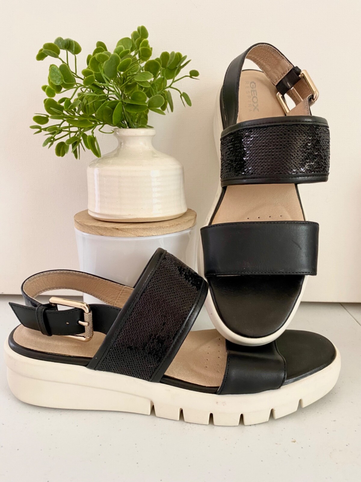 Geox Italian Leather Sandals 40/9.5 - Chunky Platform… - Gem