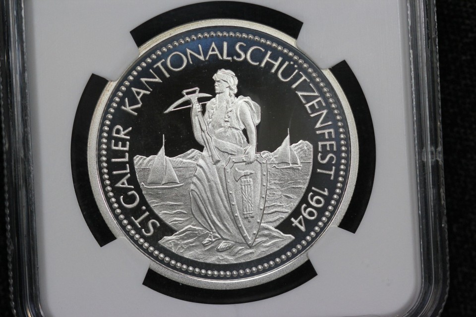 1994 Switzerland St Gallen Shooting Festival Thaler 50 Francs NGC PF69 ...
