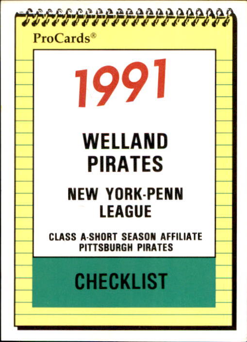 1991 Welland Pirates ProCards #3593 Checklist - NM Baseball Card | eBay