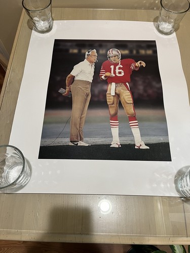 Joe Montana and Bill Walsh 1997 Artist Signed Lithograph- Ed Anzilotti ...