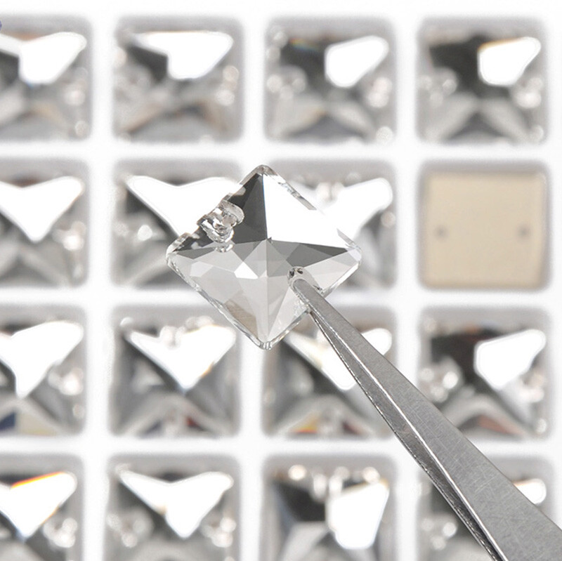 K9 Crystal Clear Glass Square Sew ON Rhinestones Flat Back Sewing Beads ...