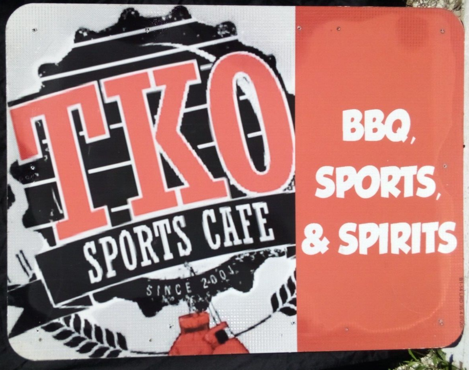 AUTHENTIC RETIRED 7 ELEVEN/TKO BBQ SPORT CAFE ADVERTISING HWY EXIT SIGN ...