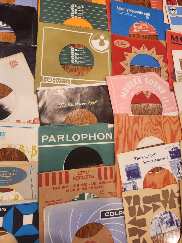 80 1950s 60s 70s 45 RPM Record Factory Paper Sleeve Lot Common To Rare ...