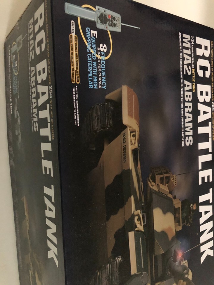 RC Battle Tank M1A2 Abrams 1:24 Scale Model with 360° Turret Rotation ...