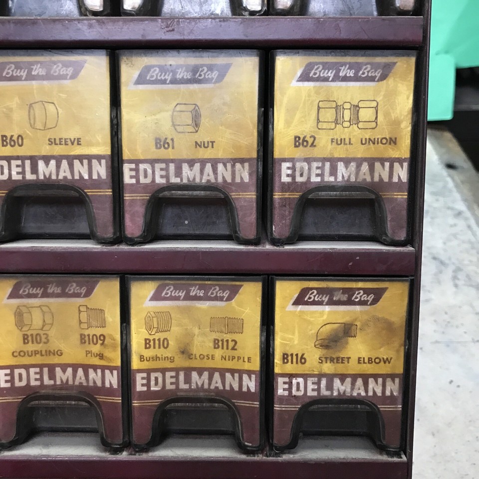 Vintage 50s 60s E. Edelmann Advertising Parts Cabinet Store Display 12 ...