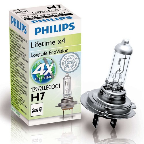 Philips H7 55W 12V LongLife EcoVision Bulbs Long lasting 12972LLECOC1 ...