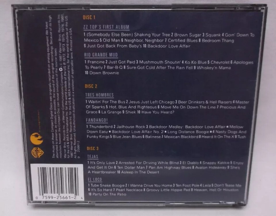 The ZZ TOP Six Pack 3 Cd Box Set First 6 lp's on 3 CD's VERY GOOD ...