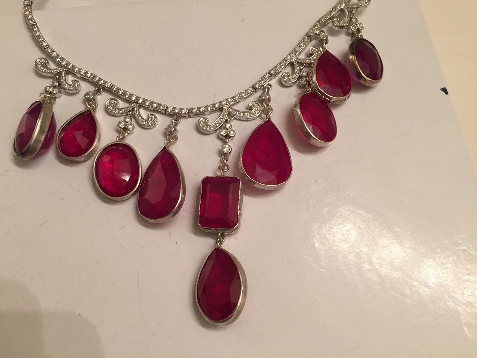 Rare Fabulous Multi drop & 260+ carat Ruby SS necklace & any free ruby ...