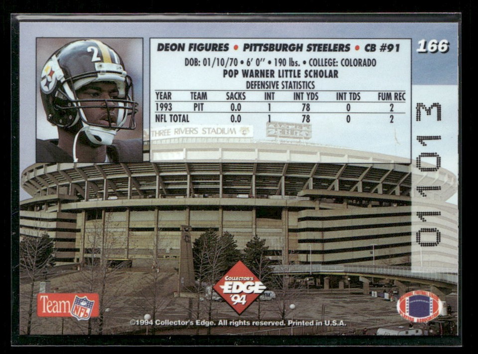 Deon Figures 1994 Collector's Edge #166 Pop Warner Bronze | eBay