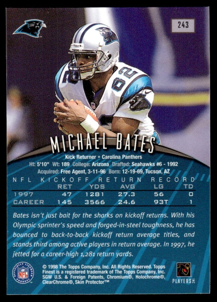 1998 Finest Michael Bates Carolina Panthers #243 | eBay