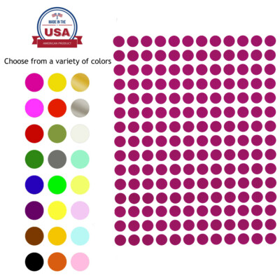 Royal Green Dot Stickers ~1/4 Inch 8 mm Circular Small Round Color ...