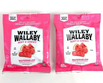 2x Bags Wiley Wallaby Soft & Chewy Watermelon Gourmet Licorice 4oz Fat ...