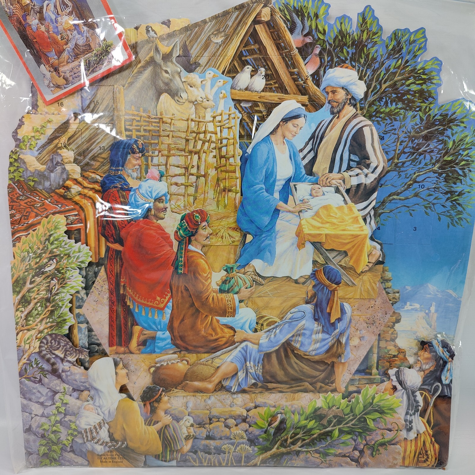NEW Caltime 3D Advent Calendar Stable Scene Pop Up Holy Family Nativity ...