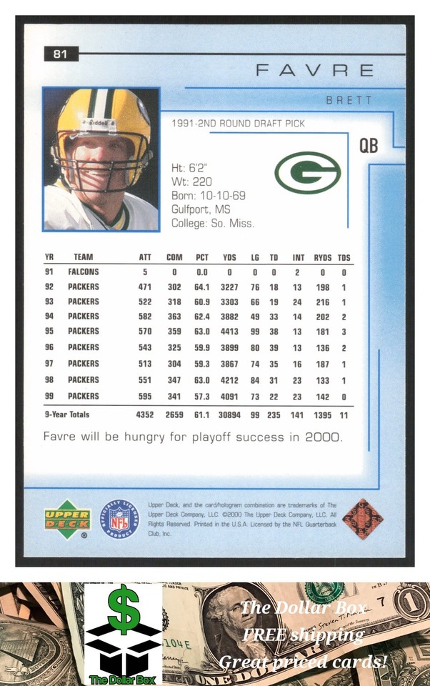 2000 Upper Deck #81 Brett Favre - Green Bay Packers | eBay UK