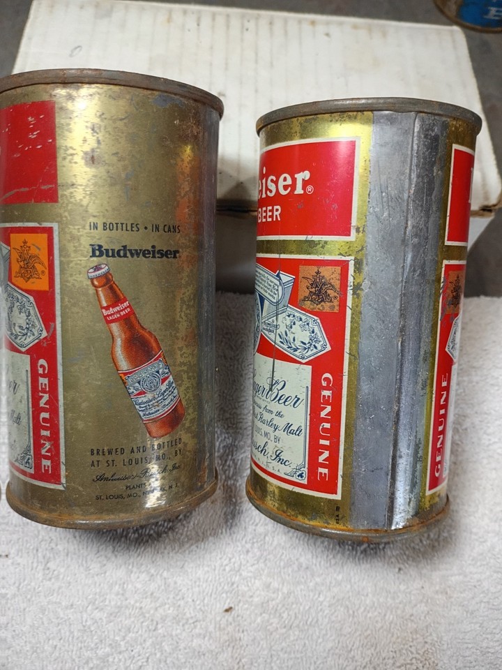 Budweiser 2pc lot flat top can beer can , EMPTY | eBay