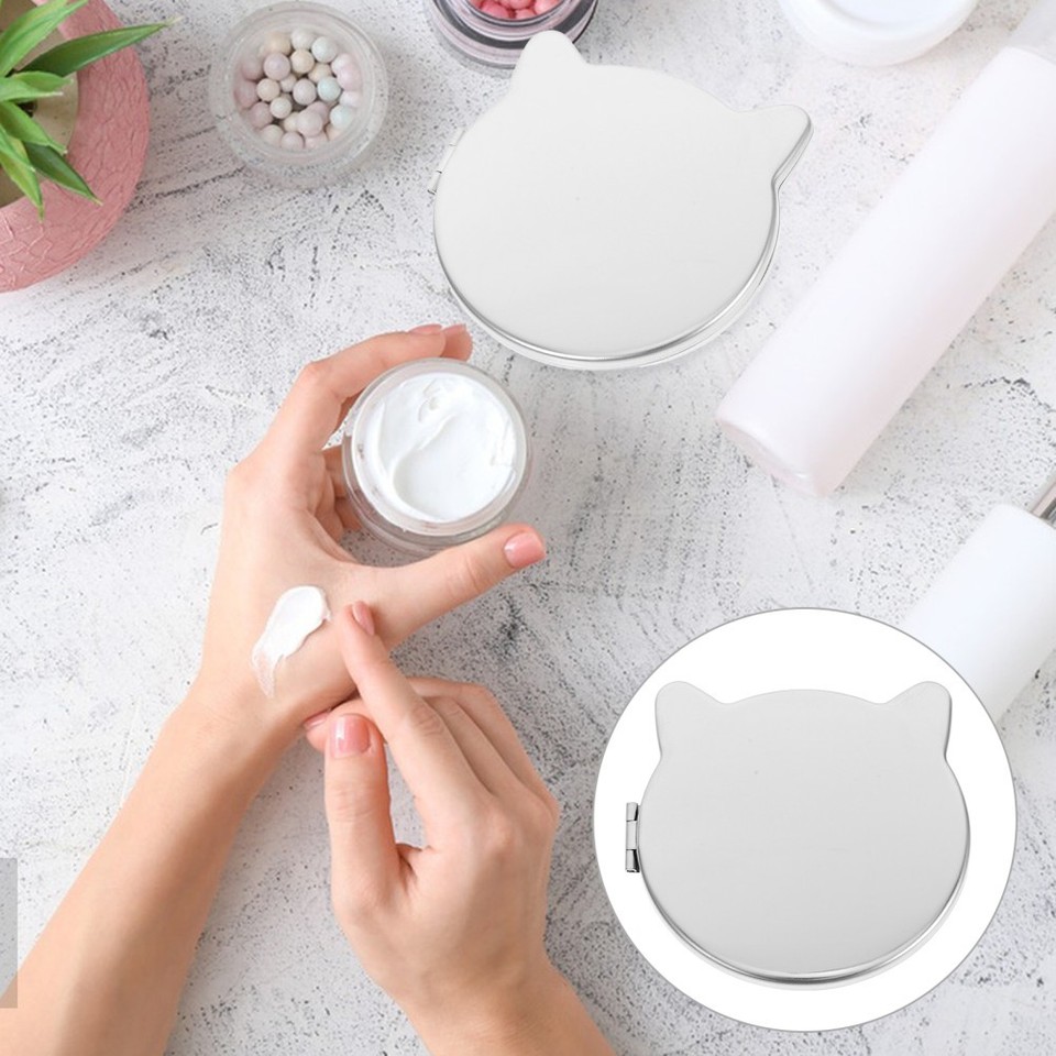Stainless Steel Cat Makeup Mirrors Travel Pocket Mirrors Handheld ...
