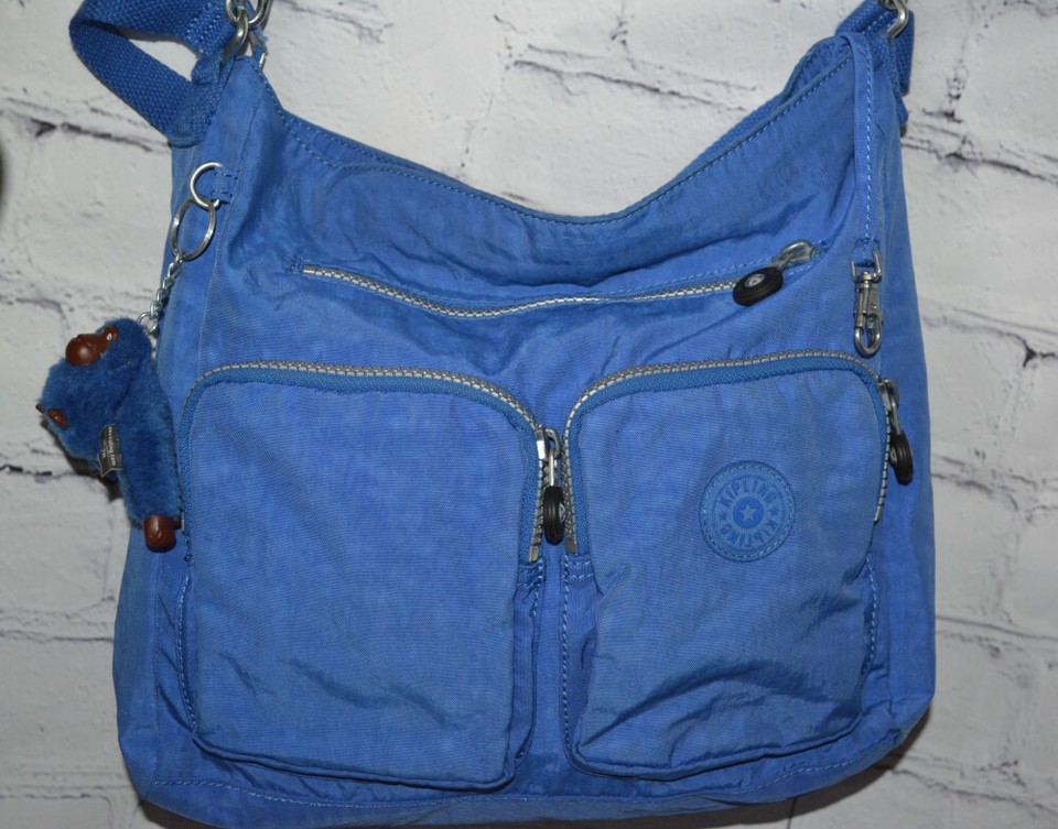 Kipling purse Crossbody Bag PRETTY BLUE WITH APE AND SO MANY POCKETS | eBay
