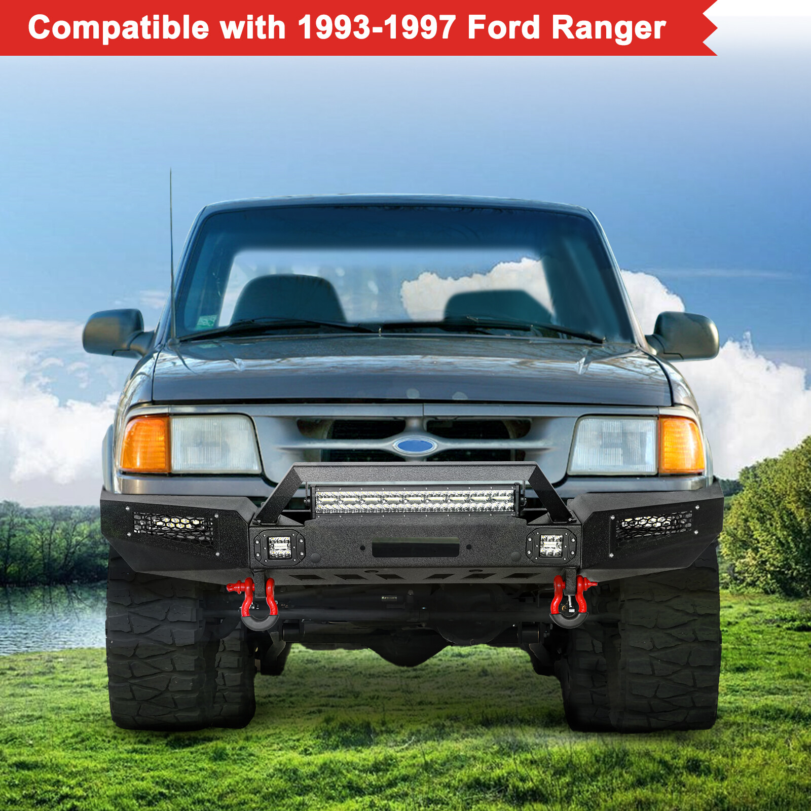 For 1993-1997 Ford Ranger Steel Front Rear Bumper w/Winch Plate ...