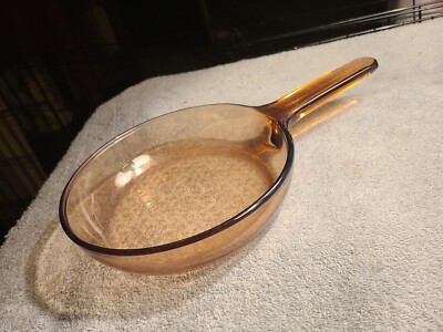 Corning Ware Visions 7" Waffle Bottom Frying Pan Skillet Amber Glass | eBay