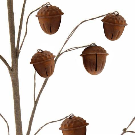 20 pc Country Primitive Rusty Acorn Jingle Bells Rustic Rusty Acorn ...