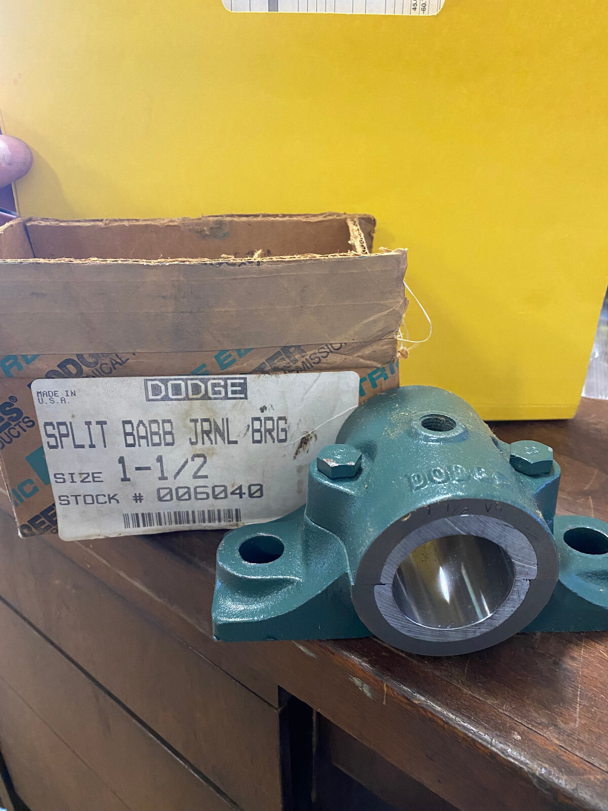 DODGE,P2BBASP108,SPLIT BABBITTED PILLOW BLOCK BEARING 006040 SIZE 1-1/2 ...