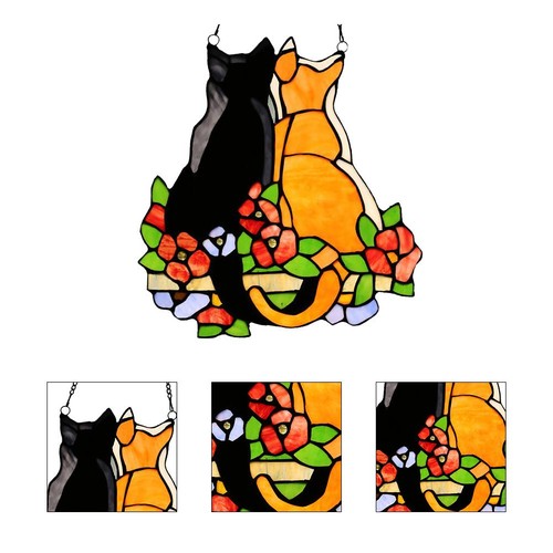 (Picture Payment)Stained Glass Cats Window Panel Suncatcher Hanging ...