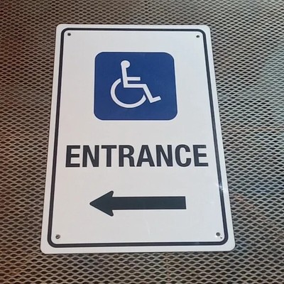Handicap entrance accessible Aluminum Sign Pre-drilled holes | eBay