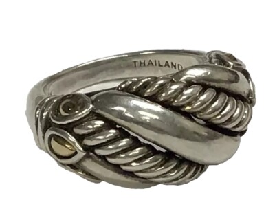 John Hardy JAI 925 Sterling Silver 14k Solid Gold Ring Size 7 | eBay