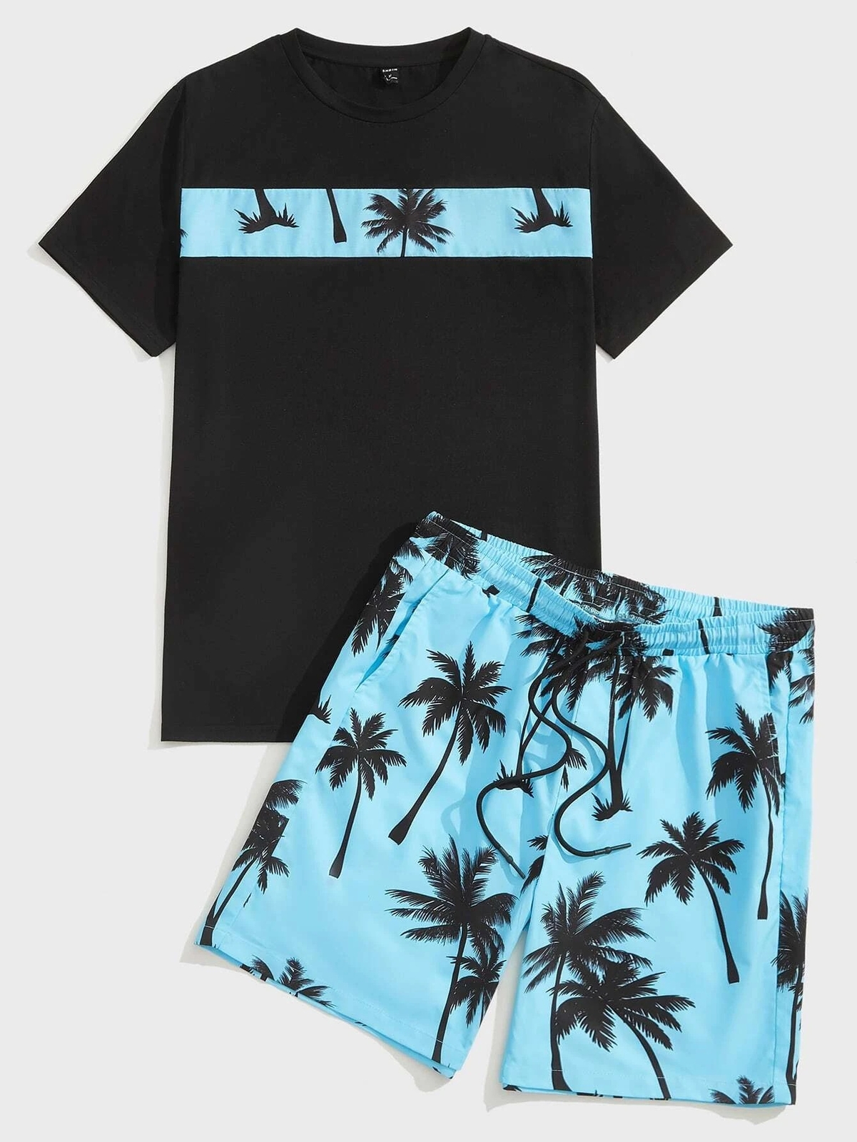 Men's 2 Piece Outfits Tropical Print Short Sleeve Hawaiian Shirt and ...