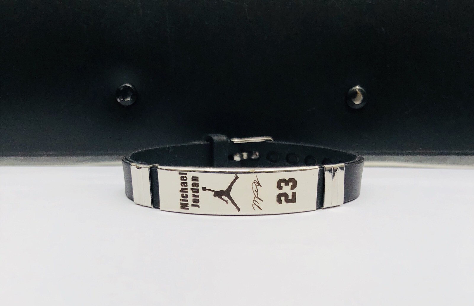 MICHAEL JORDAN Wristband Stainless Steel Silicone Bracelet #23 Logo ...