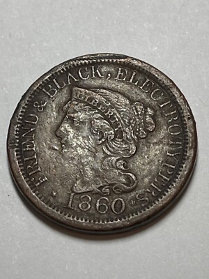 1860 Friend + Black Electrotypers Merchant Token | eBay
