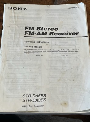 Sony Operating Instructions Manual STR-DA5ES STR-DA3ES AM FM Stereo ...