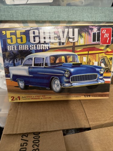1119 AMT 55 CHEVY BELAIR SEDAN MODEL KIT NEW Sealed-For A Stock Or ...