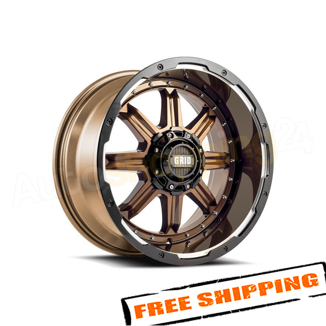 Grid Wheels 20x9 15 5x150 110.30 GD10 Gloss Bronze w/ Black Lip Wheel ...
