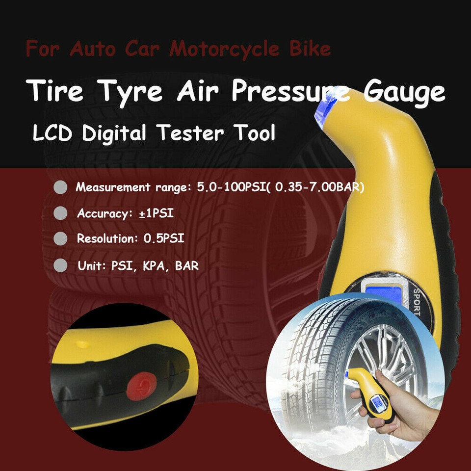 LCD Digital Tire Air Pressure Gauge Auto Meter Tester Car Truck PSI ...