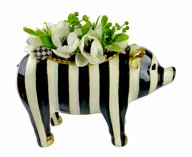 Mackenzie Childs Authentic Courtly Striped Pig Hand-painted Resin for ...
