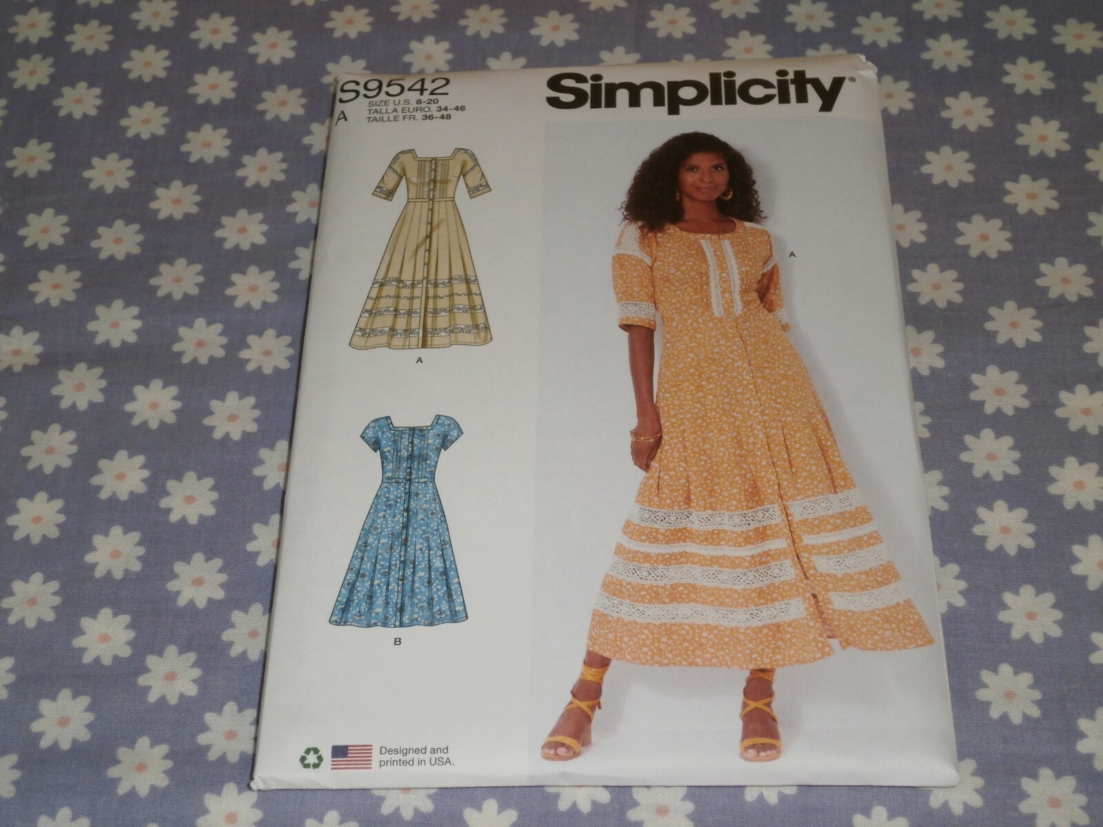 SIMPLICITY 9542 Misses Front Button Prairie Boho Style Dress Pattern Sz ...