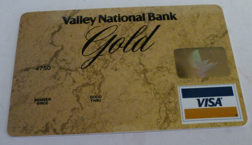 Valley National Bank Credit Card Gold Visa - Un-Embossed BLANK - RARE ...