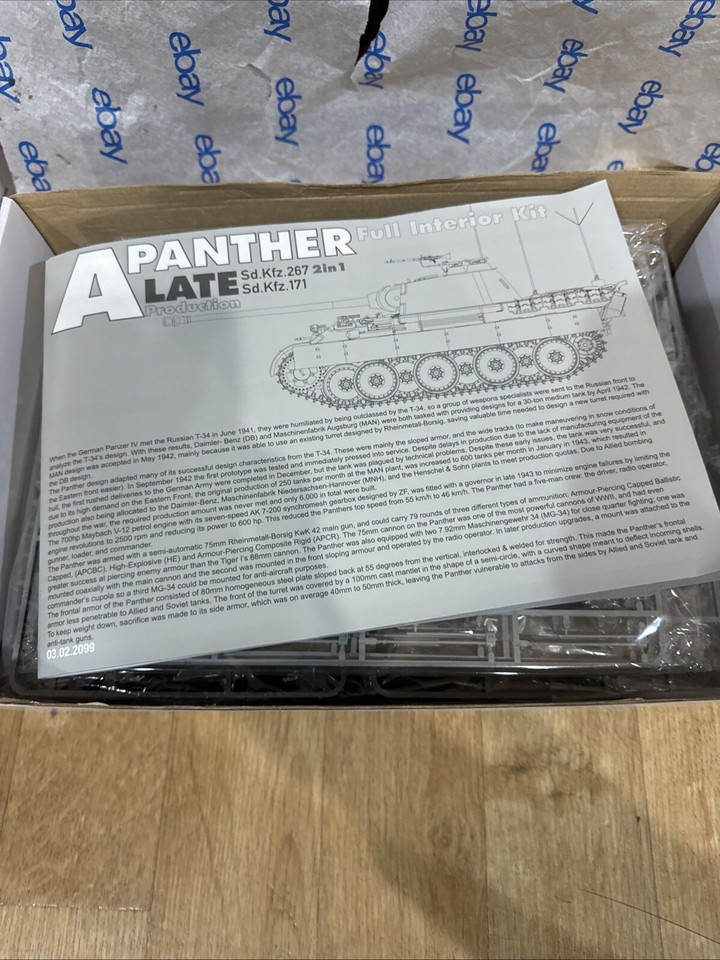 Takom #2099 1/35 Sd.Kfz.171 Panther A Late Production w/ full interior ...
