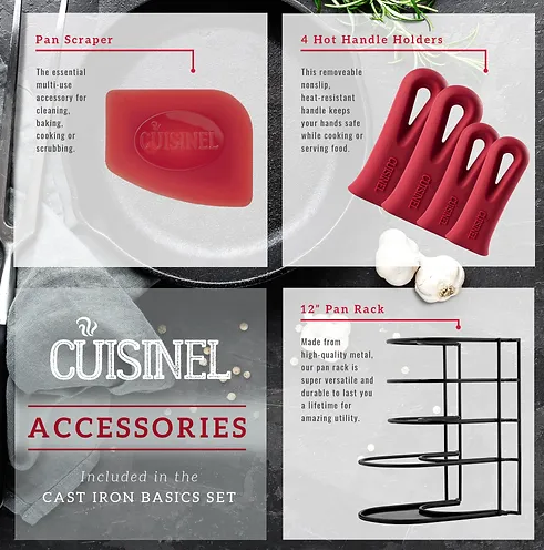 CUISINEL Chef's Basic 5 Piece Cast Iron Set CB-503 - Black - Scratch ...