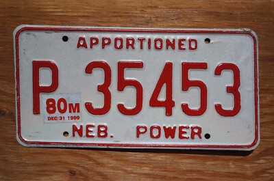 1999 NEBRASKA POWER License Plate - Apportioned | eBay