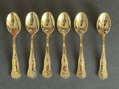 Vintage Russian Soviet Melchior Gold Plated Dessert Spoons Set 6 pcs ...