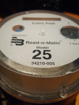 BADGER MODEL 25 REGISTER READ-O-MATIC WATER METER HEAD 1 CUBIC FEET ...