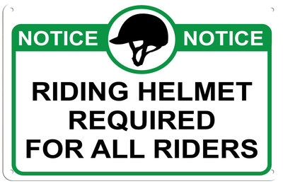 Riding Helmet Required for All Riders Sign for Barn, Stable or Arena | eBay