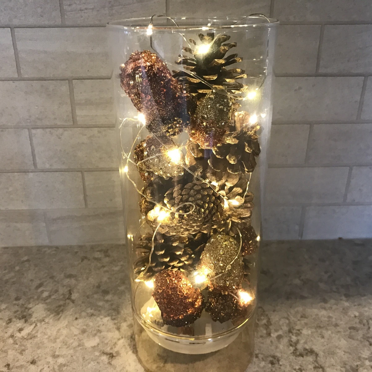 Christmas Glass Cylinder Centerpieces