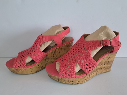 Jellypop Misty Wedge Sandals Womens Size 8 Coral Pink | eBay